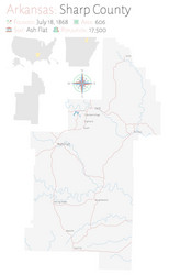 Vintage map of sharp county in arkansas usa Vector Image