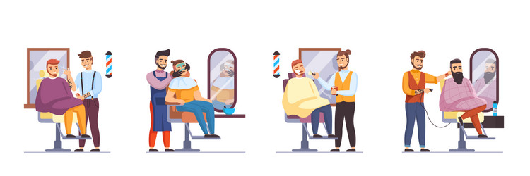 Hairdresser with client barbers doing male Vector Image