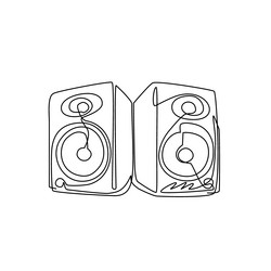 Continuous one line drawing sound system Vector Image