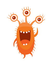 Cartoon cute blue and orange monster number seven Vector Image
