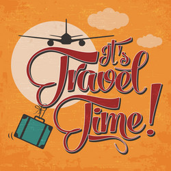 Time to travel banner with octopus underwater Vector Image