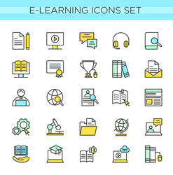 Set flat line icons school Royalty Free Vector Image