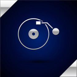 Silver vinyl player with a disk icon Royalty Free Vector