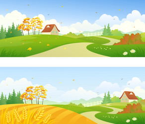 Rural autumn banners Royalty Free Vector Image