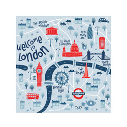 Cute hand drawn doodles of london with various Vector Image