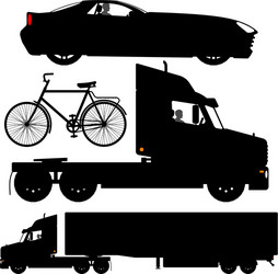 Set different transport silhouettes Royalty Free Vector