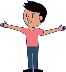 Young man with arms open Royalty Free Vector Image