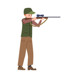 Man hunter standing aiming Royalty Free Vector Image