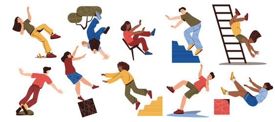 Caution falling injuring people Royalty Free Vector Image