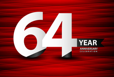 64 year anniversary celebration logo red polygon Vector Image