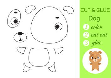 Cut and glue paper little dog kids crafts Vector Image