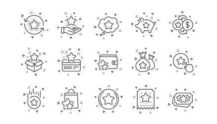 Loyalty program line icons bonus card redeem Vector Image