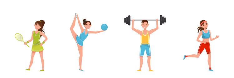 Woman character doing sport and physical activity Vector Image