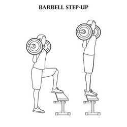 Barbell step-up exercise strength workout Vector Image