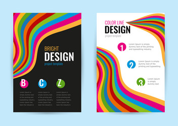 Set leaflet with bright rainbow stripes on white Vector Image
