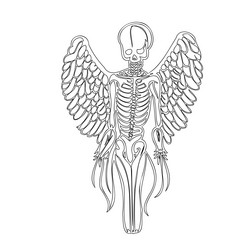 Skeleton angel outline sketch Royalty Free Vector Image
