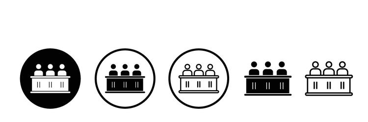Trial by jury icon set meeting panel symbol Vector Image