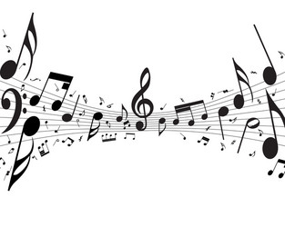 Music notes flowing musical note key composition Vector Image