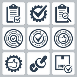 Quality control related icon set Royalty Free Vector Image
