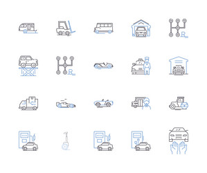 Transport service outline icons collection Vector Image