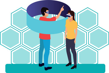 Virtual reality technology experience cartoon Vector Image