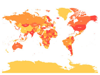 Horizontally flipped political map of world Vector Image