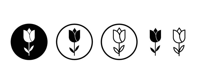 Tulip icon set florist dutch pattern symbol Vector Image