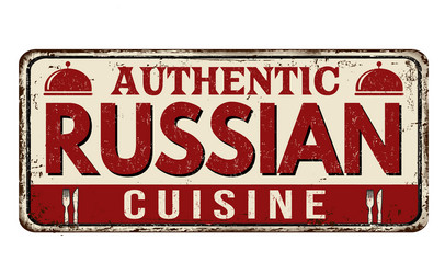 Russian cuisine vintage rusty metal sign Vector Image