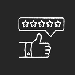 Review rate chalk white icon on black background Vector Image