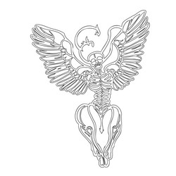 Skeleton angel outline sketch Royalty Free Vector Image