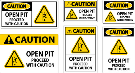Warning sign open pit proceed with caution Vector Image