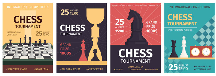 Chess tournament posters set template with board Vector Image