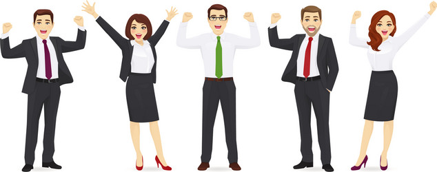 Happy and success business people standing Vector Image
