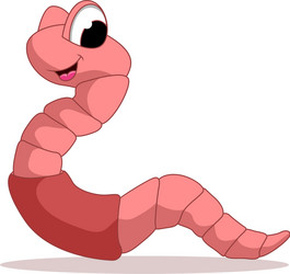 Cartoon worm on a hook Royalty Free Vector Image