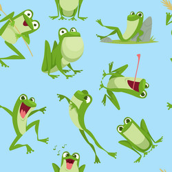 Frog jump isolated jumping green frogs motion Vector Image