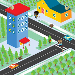 Isometric residential view cartoon theme Vector Image
