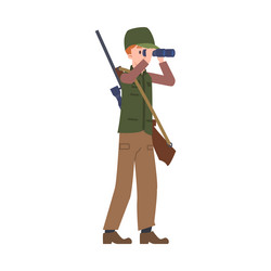 Cartoon poster with man hunter standing Royalty Free Vector