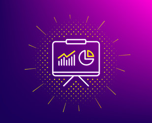 Presentation board line icon report chart sign Vector Image