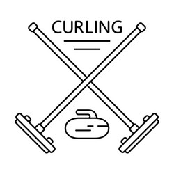 Silhouette curling poster two crossed brooms Vector Image