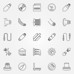 Fiber optic cable icons internet connection Vector Image