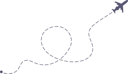 Airplane line path icon air plane flight route Vector Image