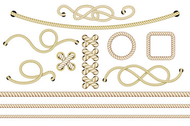 Realistic fiber ropes curve rope nautical cord Vector Image