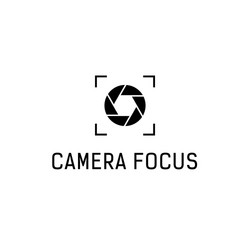 Camera logo design modern unique black Royalty Free Vector