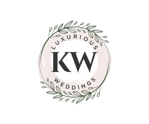 Kw initials letter wedding monogram logos Vector Image