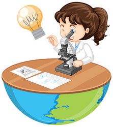 Scientist girl cartoon character with science Vector Image