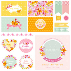 Baby shower flower theme Royalty Free Vector Image