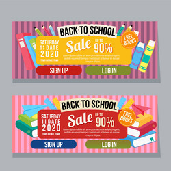 School banner horizontal books flat Royalty Free Vector