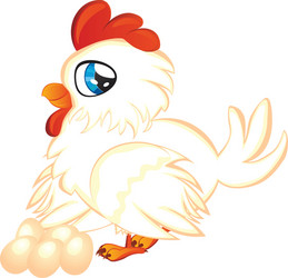 Cute hen brooding her egg Royalty Free Vector Image
