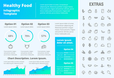 Healthy food infographic template elements icons Vector Image