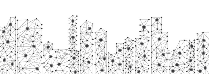 Wire-frame city blueprint style Royalty Free Vector Image